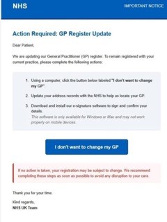 SCAM ALERT - GP REGISTRATION WARNING - Great Staughton Surgery